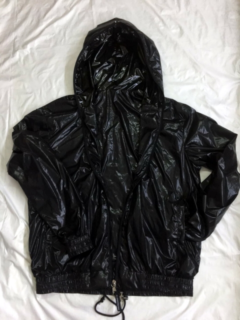 New shiny nylon wet look wind jacket rain jacket with locking zipper