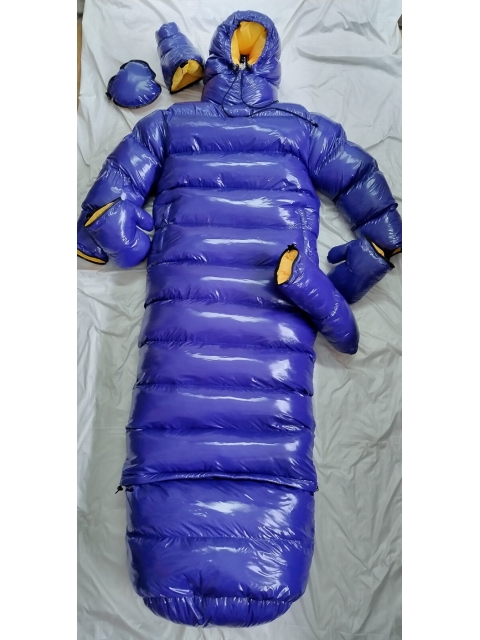 New unisex wet look shiny nylon winter coat down pullover sleeping bag ...
