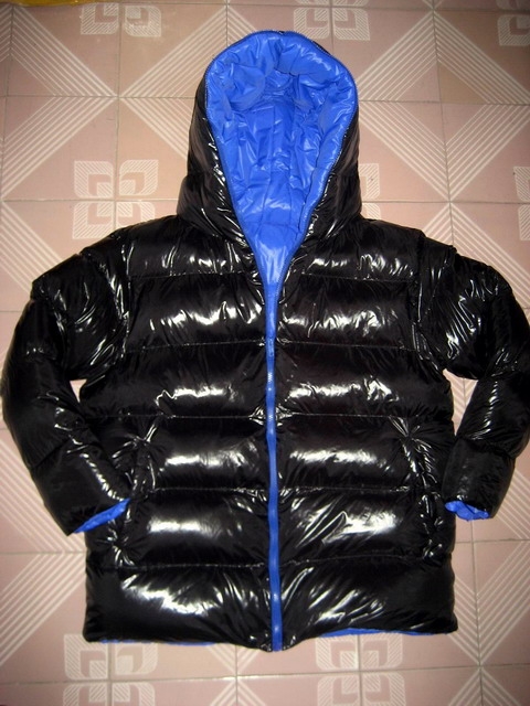 New shiny nylon winter jacket down jacket size L/XL blue