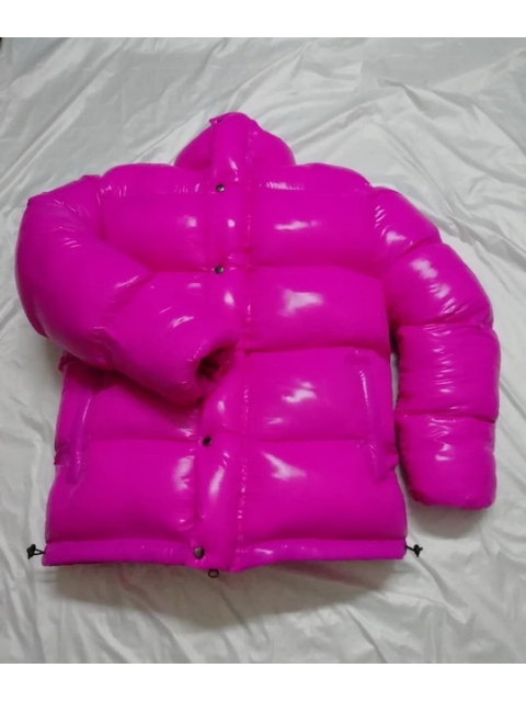 New unisex wet look shiny nylon winter jacket down jacket overfilled