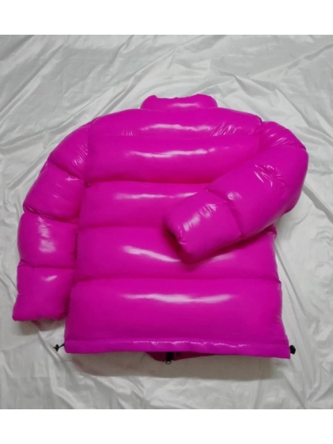 New unisex wet look shiny nylon winter jacket down jacket overfilled