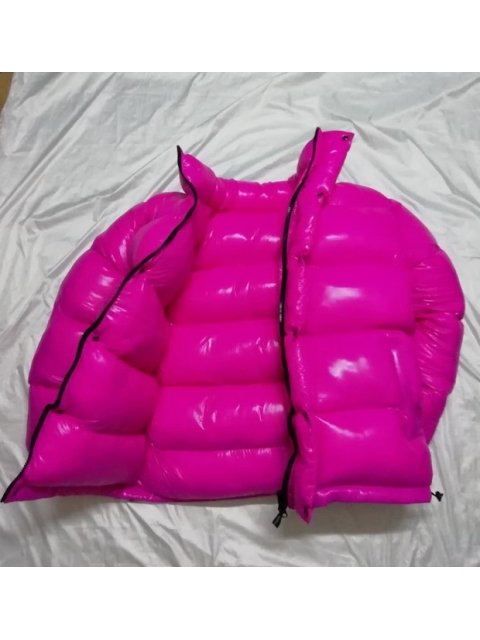 New unisex wet look shiny nylon winter jacket down jacket overfilled